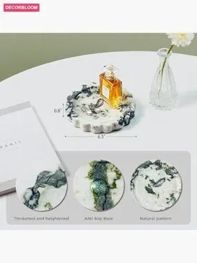 Accents | Natural Marble Scalloped Vanity Tray Stone Trinket Dish ...